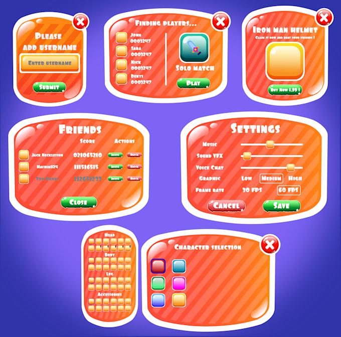 Design cute vector game ui for your game by D_shykhovets | Fiverr
