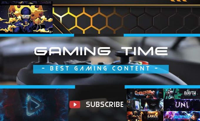 Design youtube gamming channel art, banner, thumbnail, video overlay ...