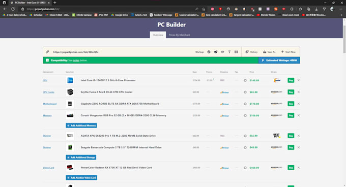 Create a pc parts list by Milesrelish | Fiverr