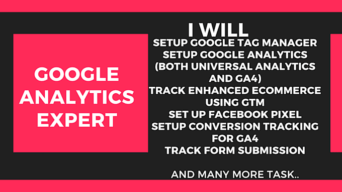 Set up google analytics, tag manager and fb pixel by Maruiman | Fiverr Set up google analytics, tag manager and fb pixel by Maruiman | Fiverr