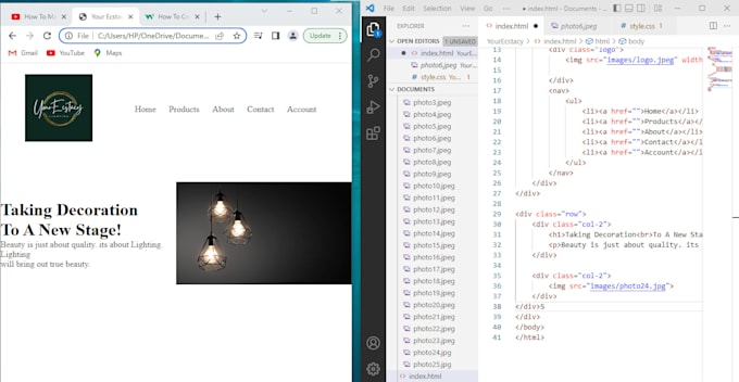 Create a responsive website with html, css and javascript and also ...