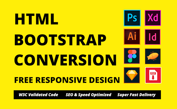 Be your front end web developer using html css bootstrap js by ...