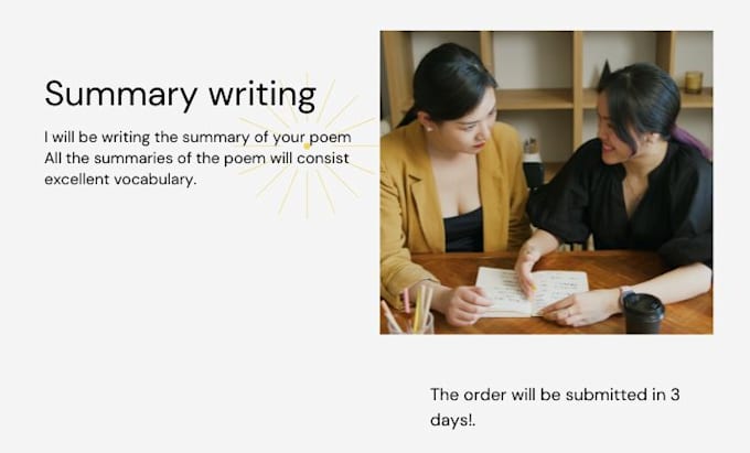 Be writing the summary of your poem by Adam_rafiq | Fiverr