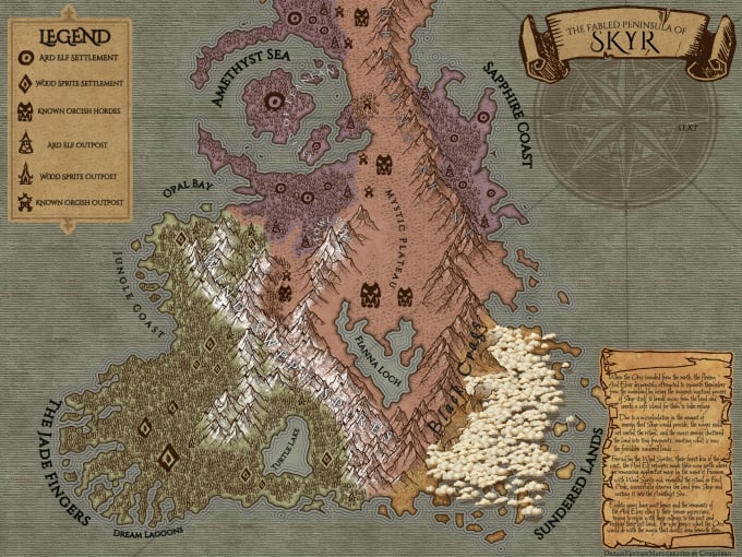 Draw fantasy maps in authentic old parchment style by Conjaybro | Fiverr
