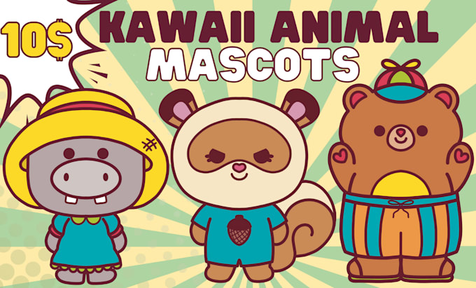 Draw cute animal mascot doodle by Mylittledigital | Fiverr