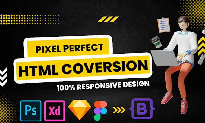 Convert xd to html, sketch to html, psd to html, responsive bootstrap 5 ...