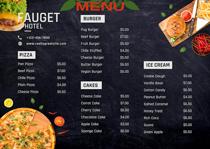 Design a professionally menu card for restaurant, business card by ...
