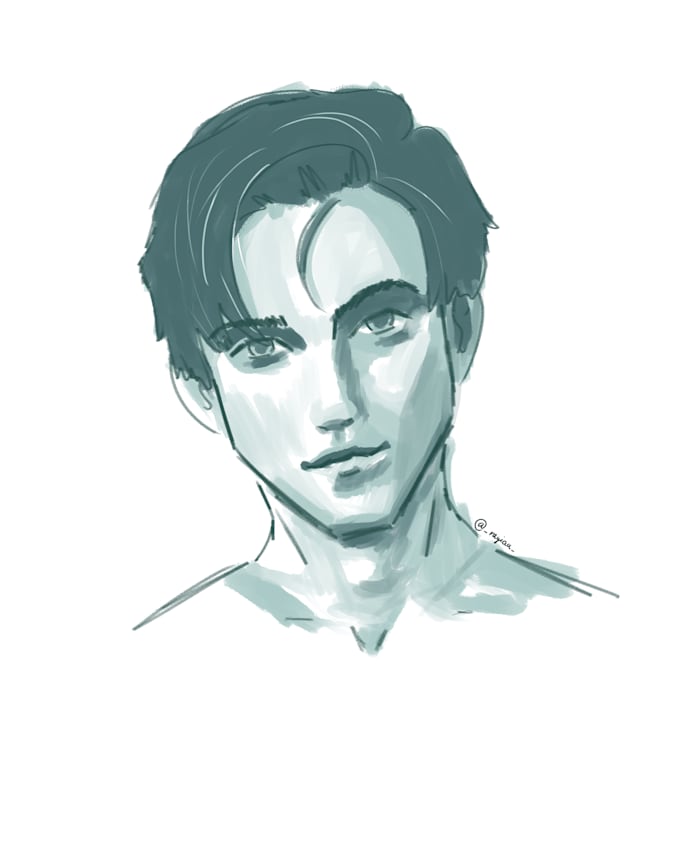 Draw a monochromatic digital portrait by Rayiaa | Fiverr