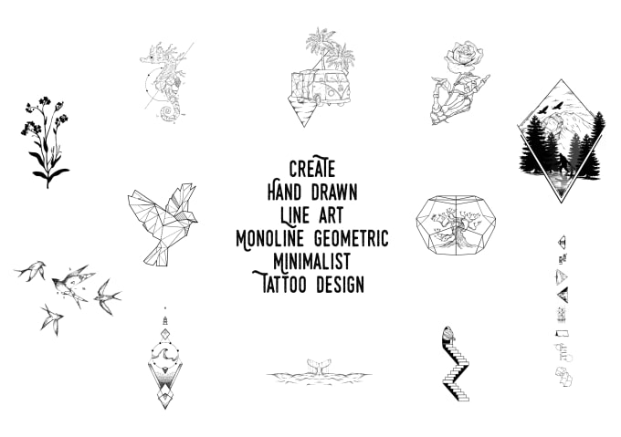 Make line art, monoline geometric, minimalist tattoo design by ...