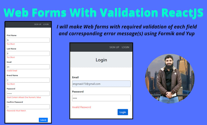 Create Web Forms With Validation Error Messages In React Using Formik Yup By Nasirkhatri718