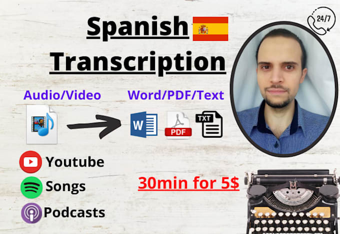 Do spanish transcription of any audio file or video by Mpro247 | Fiverr