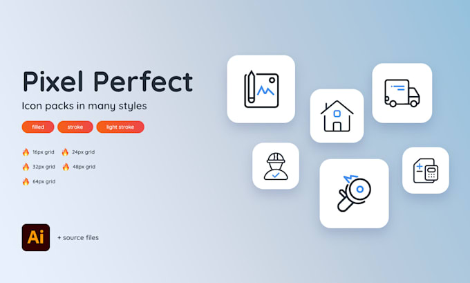 Design a pixel perfect icons by Bridesko | Fiverr