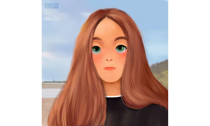 Draw your portrait in a cute style by Conflatedesigns | Fiverr
