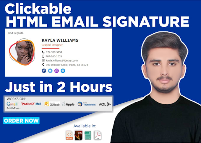 Make clickable html email signature design by Thedrabubakar | Fiverr