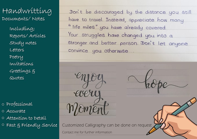 Handwrite notes and create custom calligraphy for you by Vianastudio ...