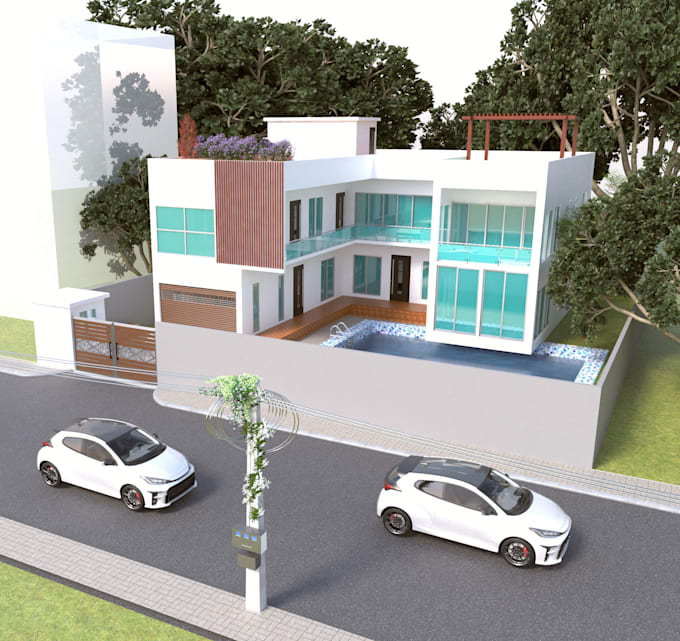 Create 3d exterior model rendering view by Ovicreative | Fiverr