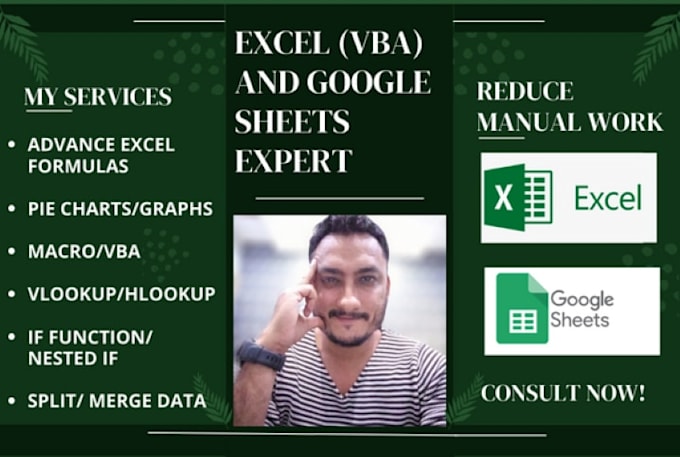 Assist you with microsoft excel, google sheets, vba, formula, data entry, graphs by Taibbilal ...