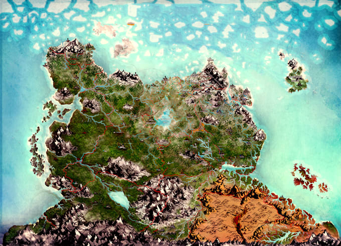 Draw a fantasy map in high quality by Yuyoshi_yoshiru | Fiverr
