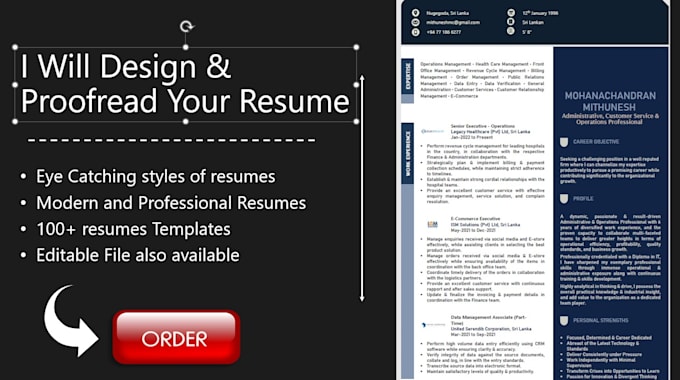 Designs modern, professional resumes, cv maker by Misterg404 | Fiverr