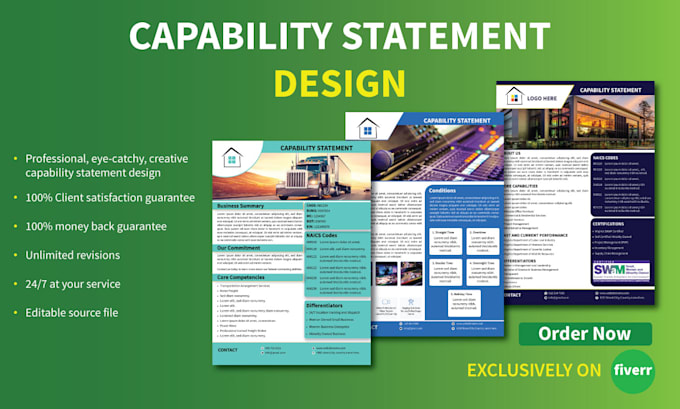 Design a professional and creative capability statement within 6 hours ...