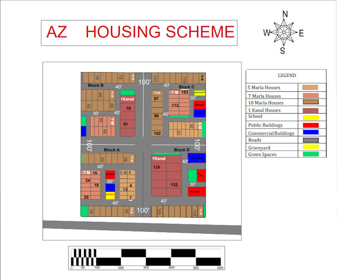 Draw a housing scheme layout by Aleezaamin | Fiverr