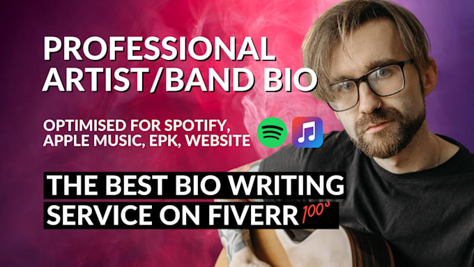 Write a stunning artist bio for spotify, apple music and press epk kit ...