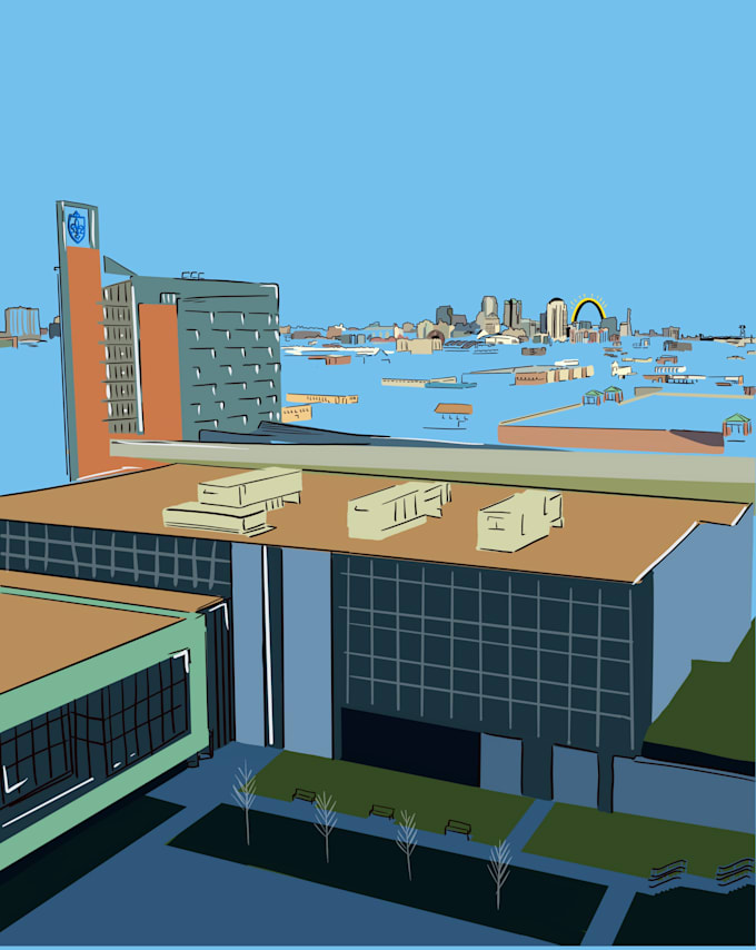 Create digital line art drawings of places and buildings by ...