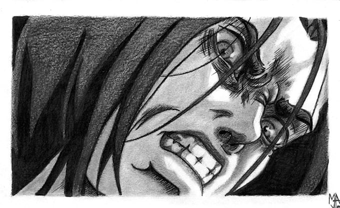 Do a head shot drawing of a character in my realistic mixed techniques ...