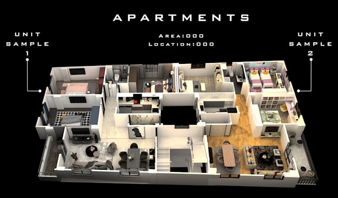 Create 2d and 3d floor plan and rendering using 3ds max and photoshop ...