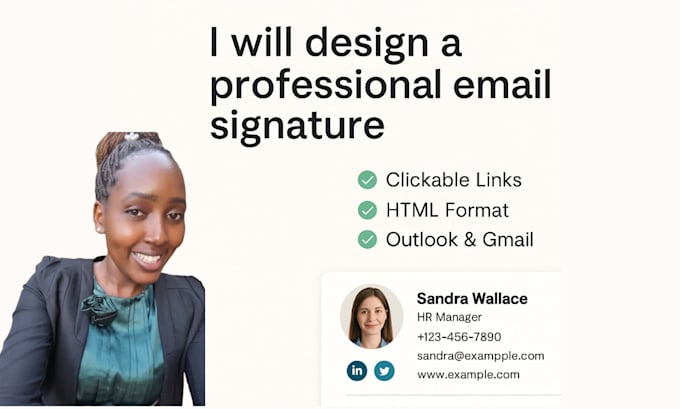 Create a professional email signature for gmail and outlook by Naomiww ...