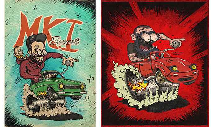 Create classic hot rod styled cartoons of you and your car by Moosefet ...