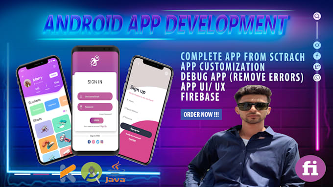 Develop mobile apps on android studio java, kotlin by Aazamaali | Fiverr