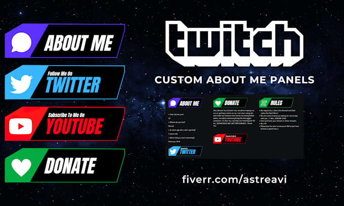 Create custom twitch about me panels by Astreavi | Fiverr