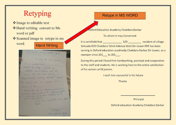 Do retyping hand writing or any other document by Raeesckd | Fiverr