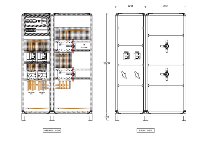 Draw auto transfer switch panel design and wiring diagram with autocad ...
