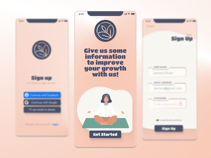 Design ui ux yoga, fitness apps for android, ios using figma or ...