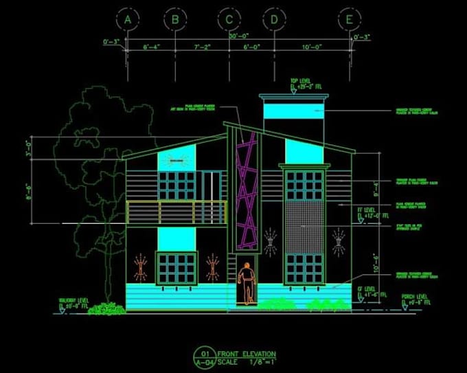 Draft architectural 2d floor plans, sections, and elevations in autocad ...