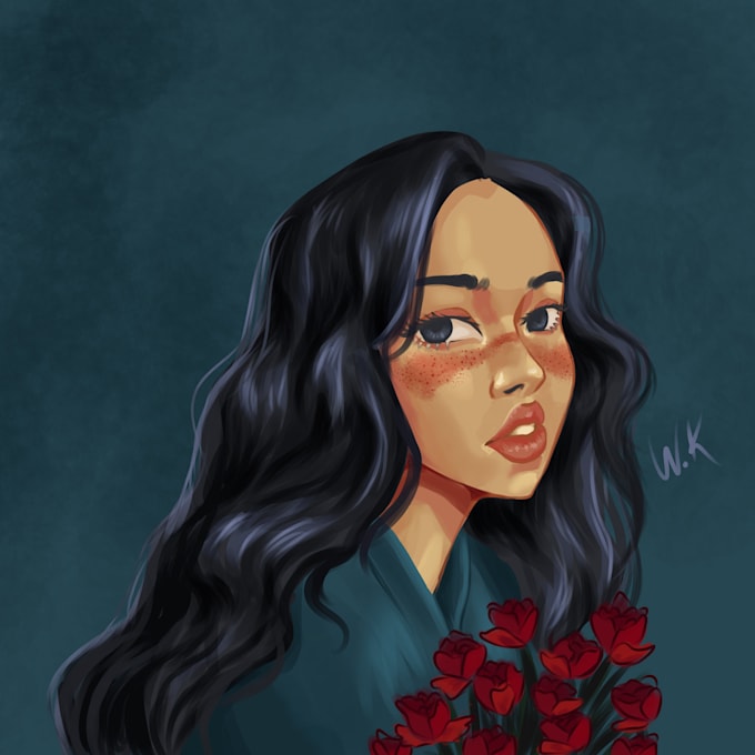 Illustrating any oc, fan art, portrait in my own style by Wkarasu | Fiverr