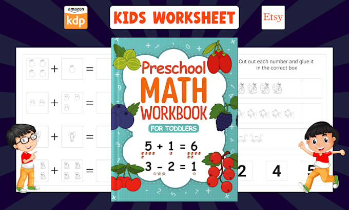 Design kindergarten preschool kids activity book worksheets tracing ...