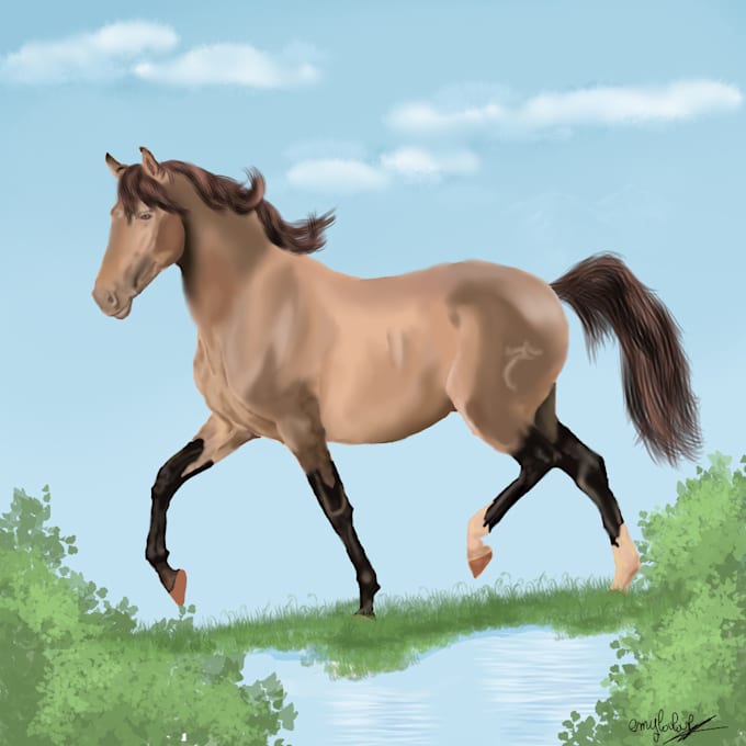 how to draw digital horse