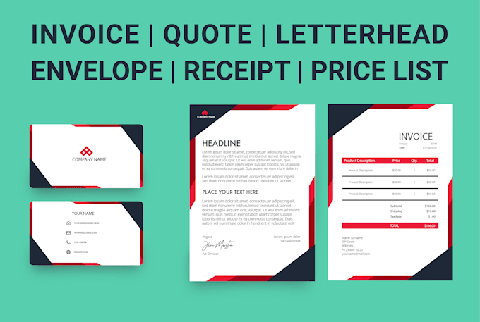 Design invoice, envelope, price list, order form by Piyas0099 | Fiverr