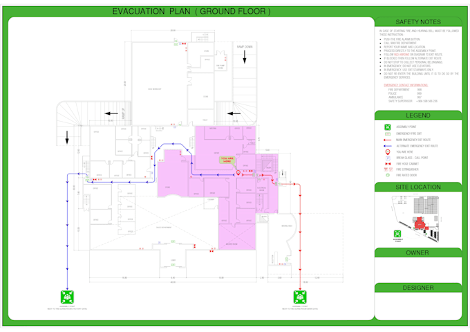 Design fire emergency evacuation plan, map or diagram by Sajjadghumman ...