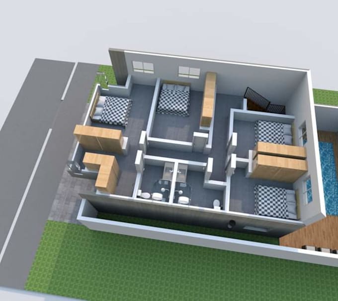 Create 2d and 3d floor plan photo realistic interior by Atsushiba | Fiverr