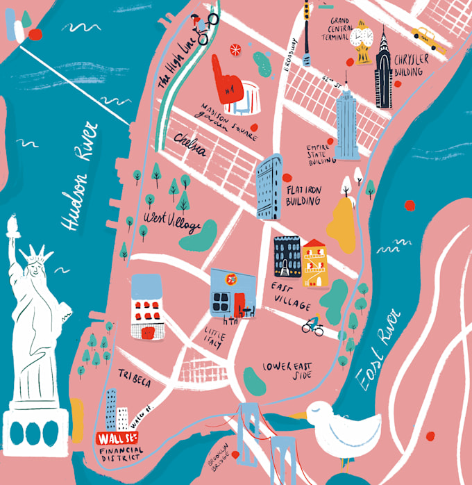 Draw unique and original map illustration by Noemidefeo | Fiverr