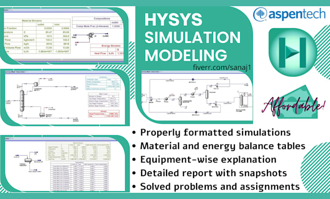 Do simple aspen hysys equipment and process simulations by Sanaj1 | Fiverr