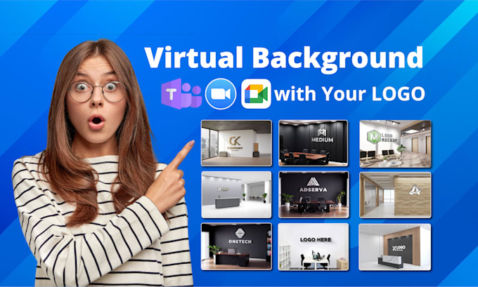 Design zoom and google meet virtual background with logo by ...