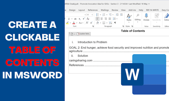 Create a clickable table of content for your ms word by Afifahdzakiyyah ...