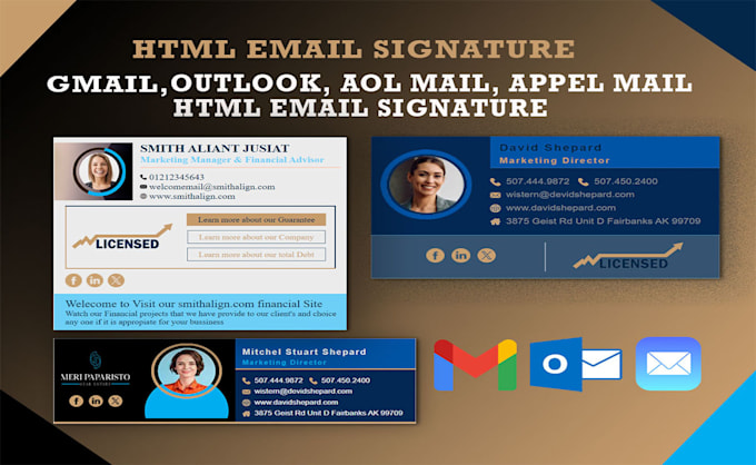 Make clickable html email signature, outlook signature gmail signature applemail by ...