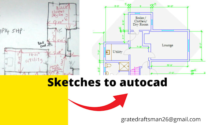 Make your sketches to autocad drawings by Gratedraftsman2 | Fiverr