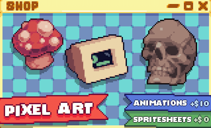 Make a pixel art icon or animation by Phyther64 | Fiverr